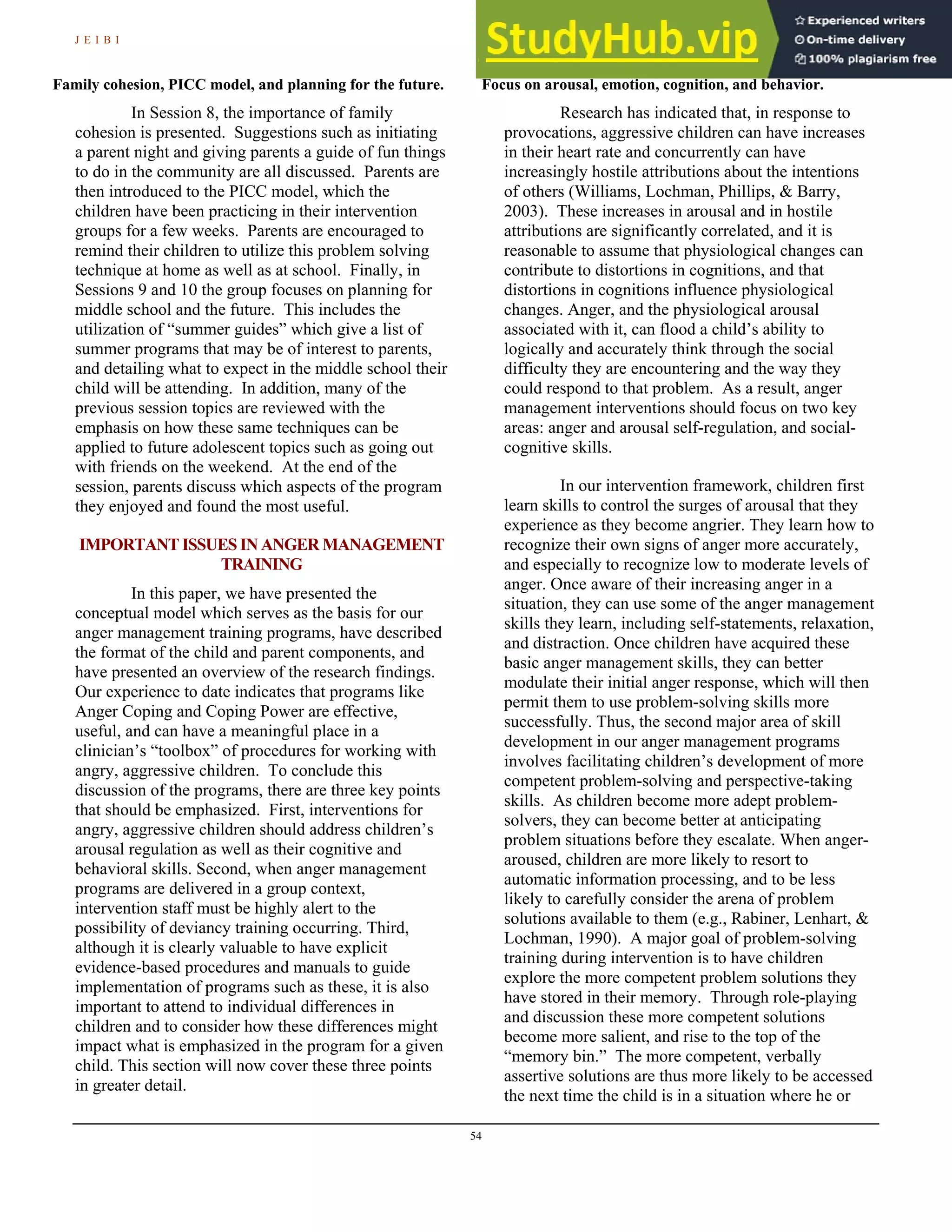 Anger Management Interventions | PDF