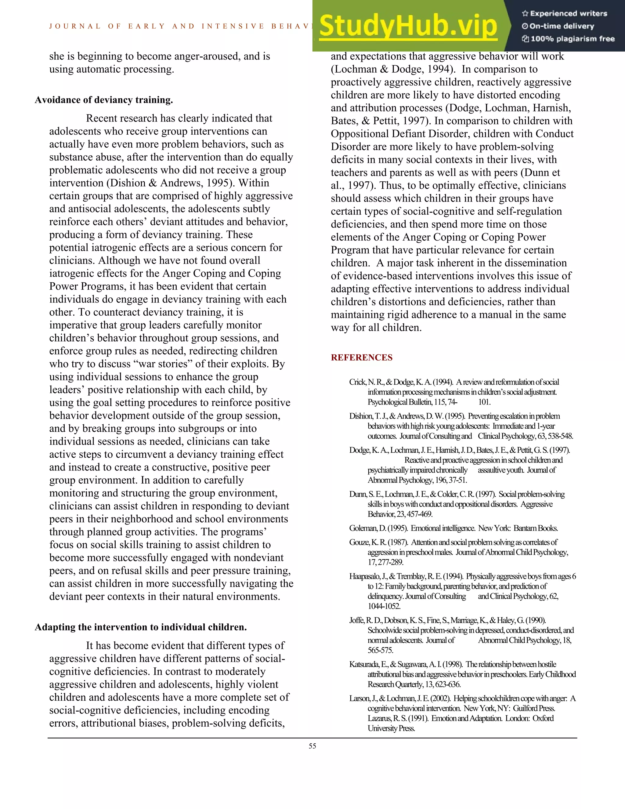 Anger Management Interventions | PDF