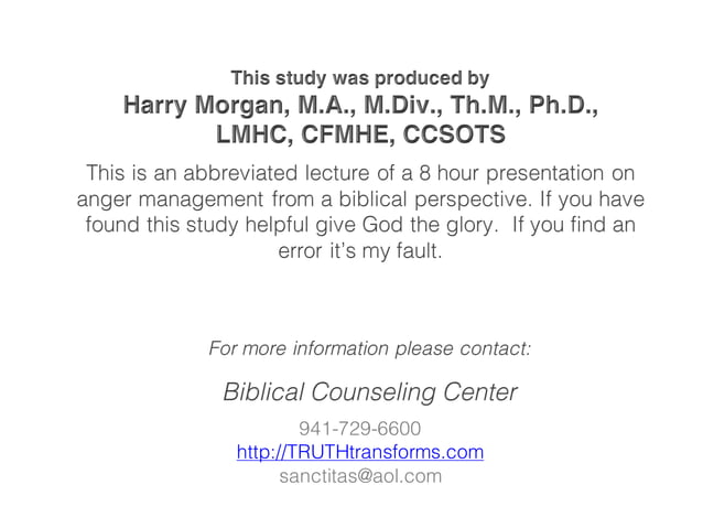 Anger Management from a Biblical Perspective | PPT