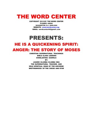 ANGER, THE STORY OF MOSES | PDF