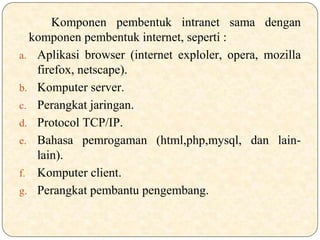 Dasar Dasar Jaringan Internet dan Intranet | PPTX