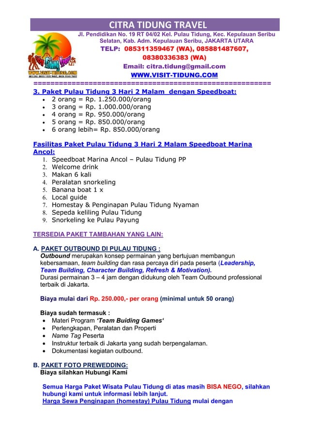 Anggaran Biaya Kegiatan Outing Kantor | PDF