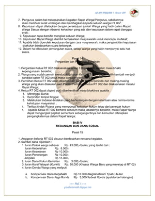 Anggaran dasar ad art RT 002/005 perum gbi purwokerto | PDF