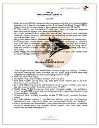 Anggaran dasar ad art RT 002/005 perum gbi purwokerto | PDF