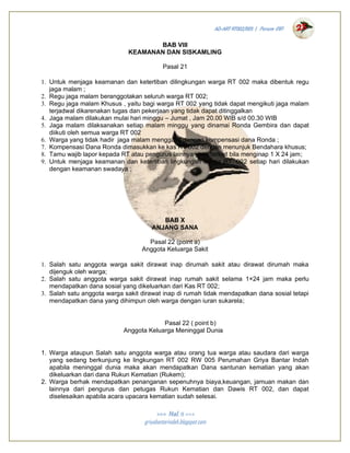 Anggaran dasar ad art RT 002/005 perum gbi purwokerto | PDF