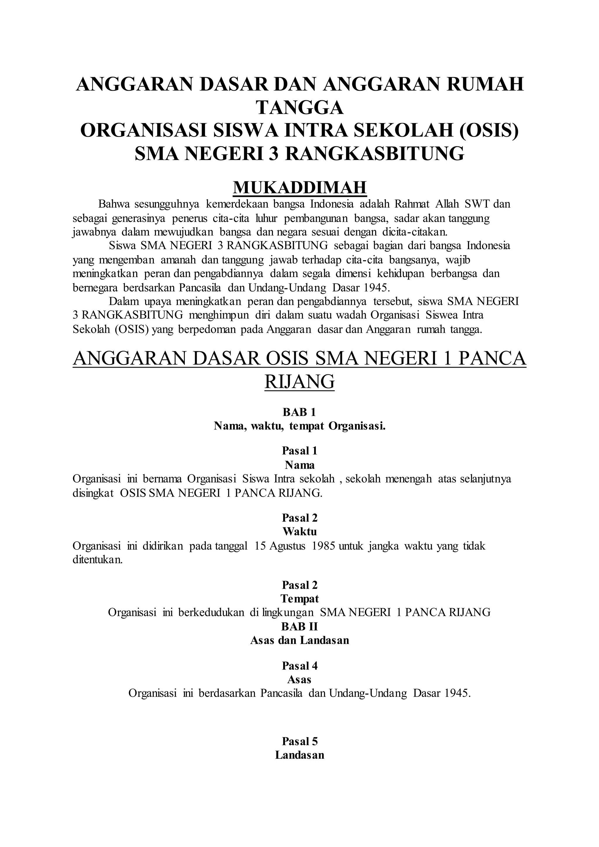 Anggaran dasar dan anggaran rumah tangga | DOCX