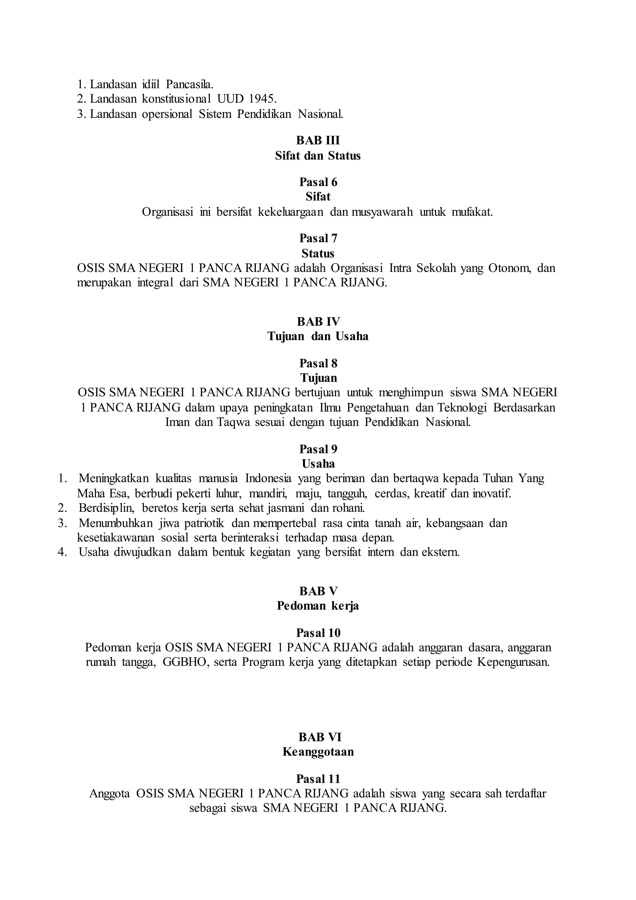 Anggaran dasar dan anggaran rumah tangga | DOCX