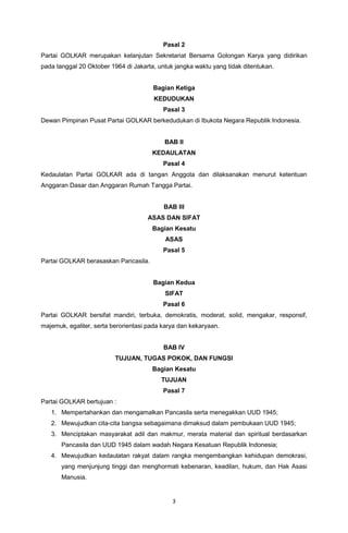 Anggaran dasar golkar | PDF