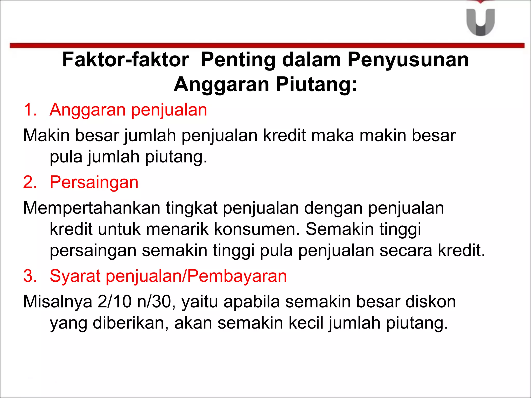 Anggaran piutang | PPT