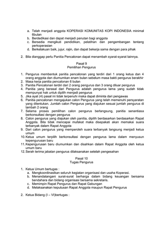 Anggaran Rumah Tangga KOKOPI | PDF