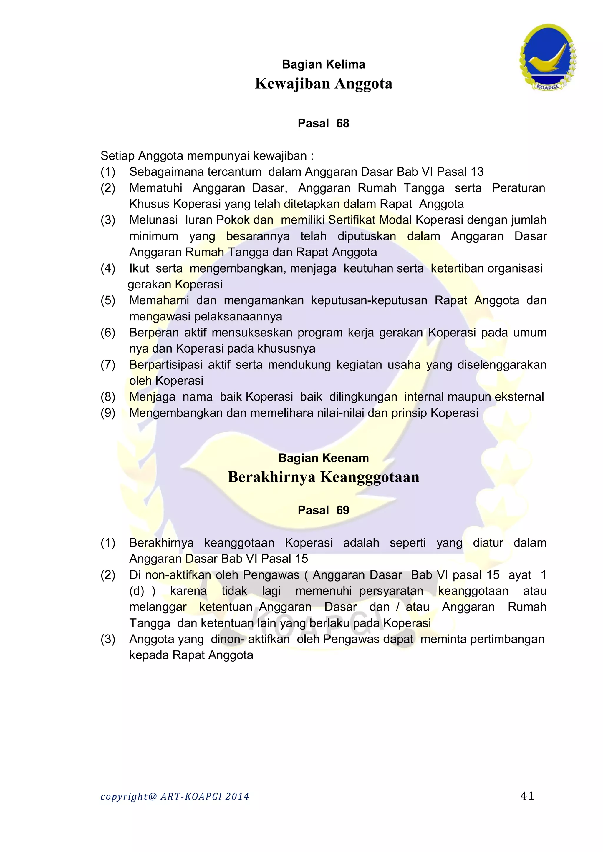 Anggaran rumah tangg aok | PDF