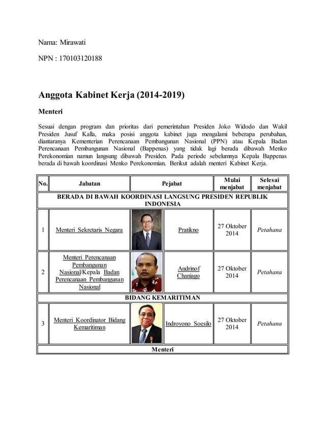 Anggota kabinet kerja | PDF