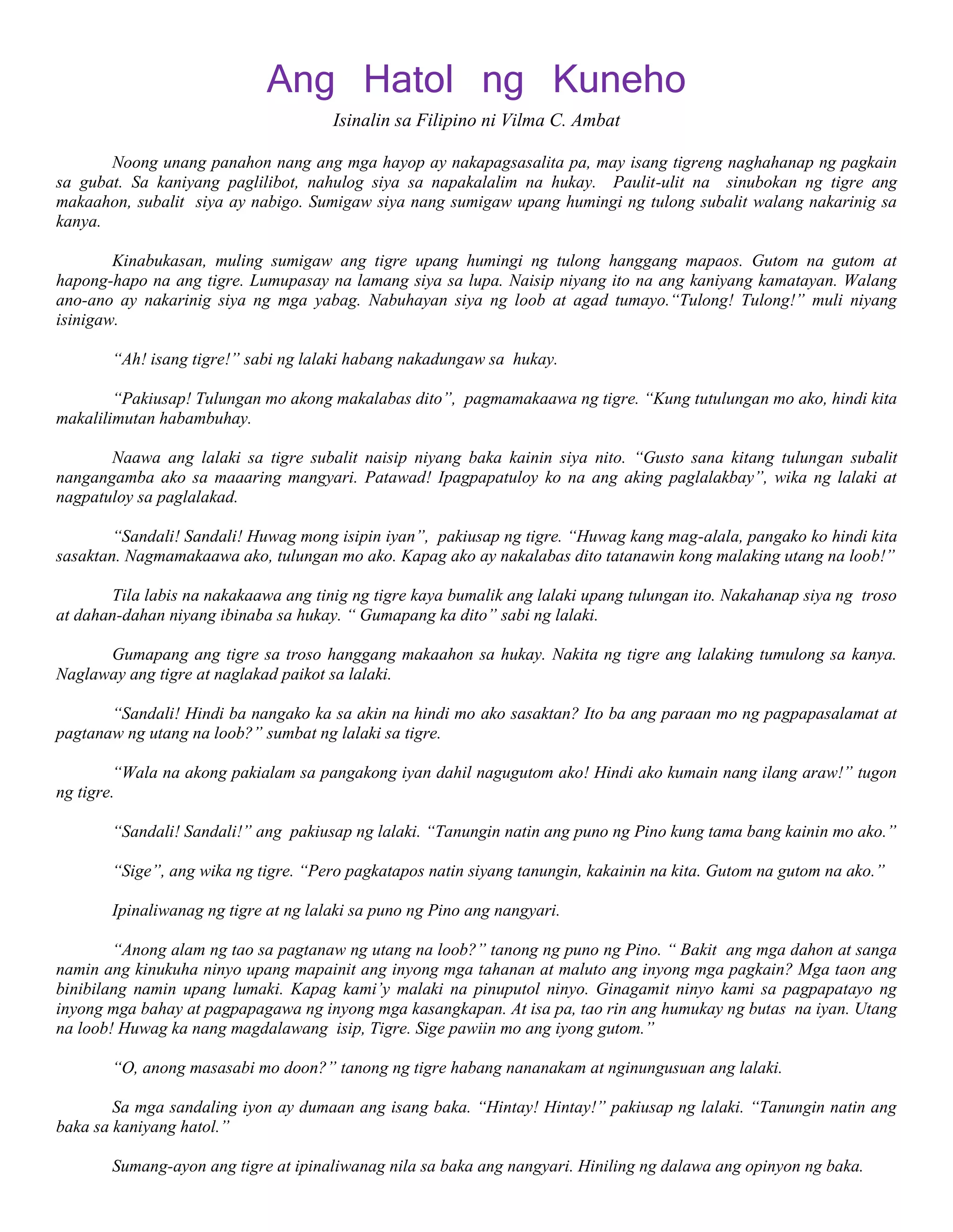 Ang hatol ng kuneho | DOCX