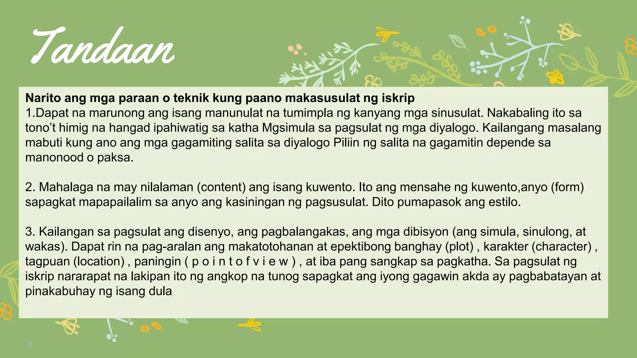 Ang Huling Bahagi ng Ibong Adarna- Pagsulat ng Iskrip | PPTX
