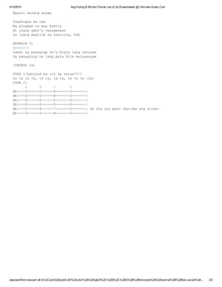 Ang huling el bimbo chords (ver 6) by eraserheads @ ultimate guitar | PDF