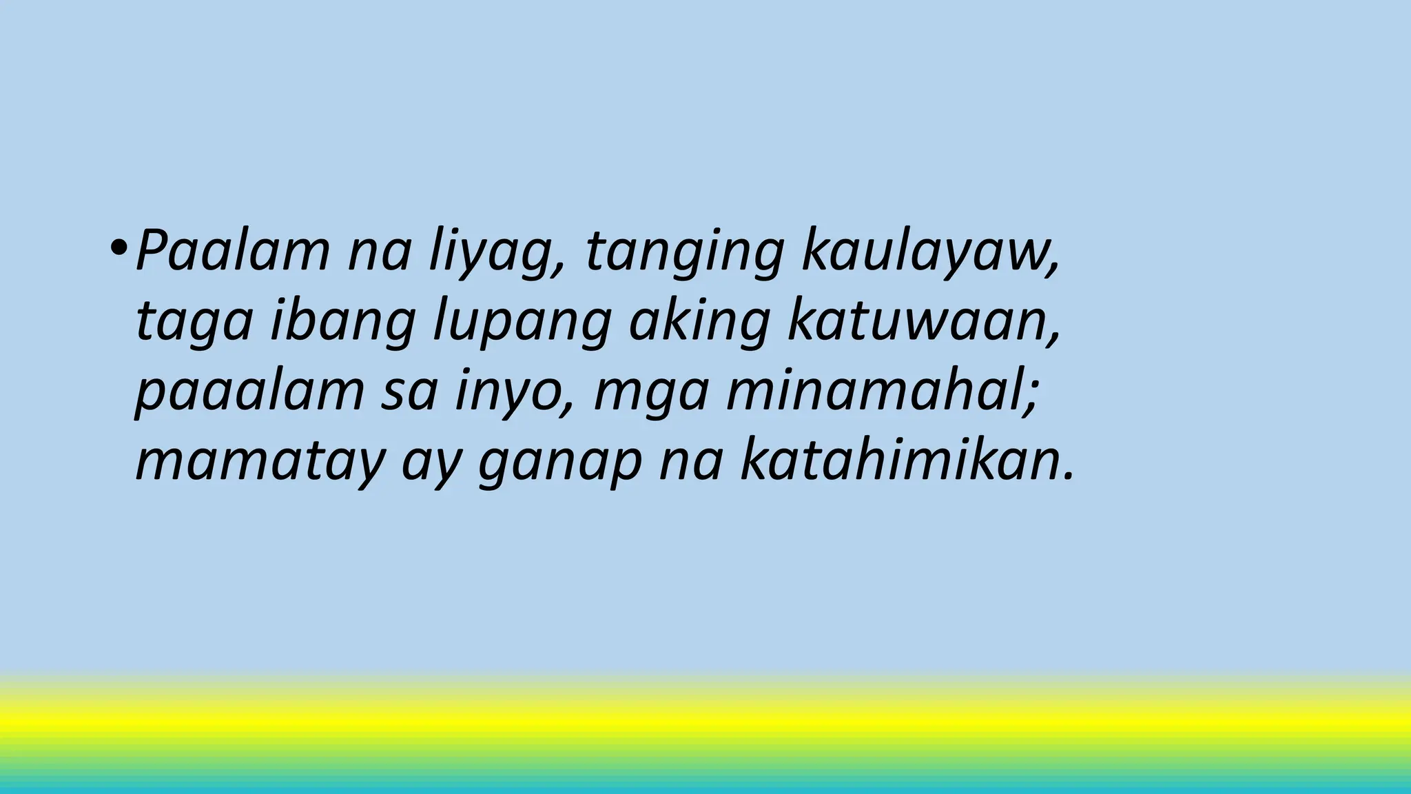 Ang Huling Paalam ni Jose Rizal material for chorale reading | PPTX