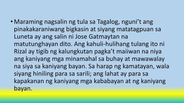 Ang Huling Paalam ni Jose Rizal material for chorale reading | PPTX