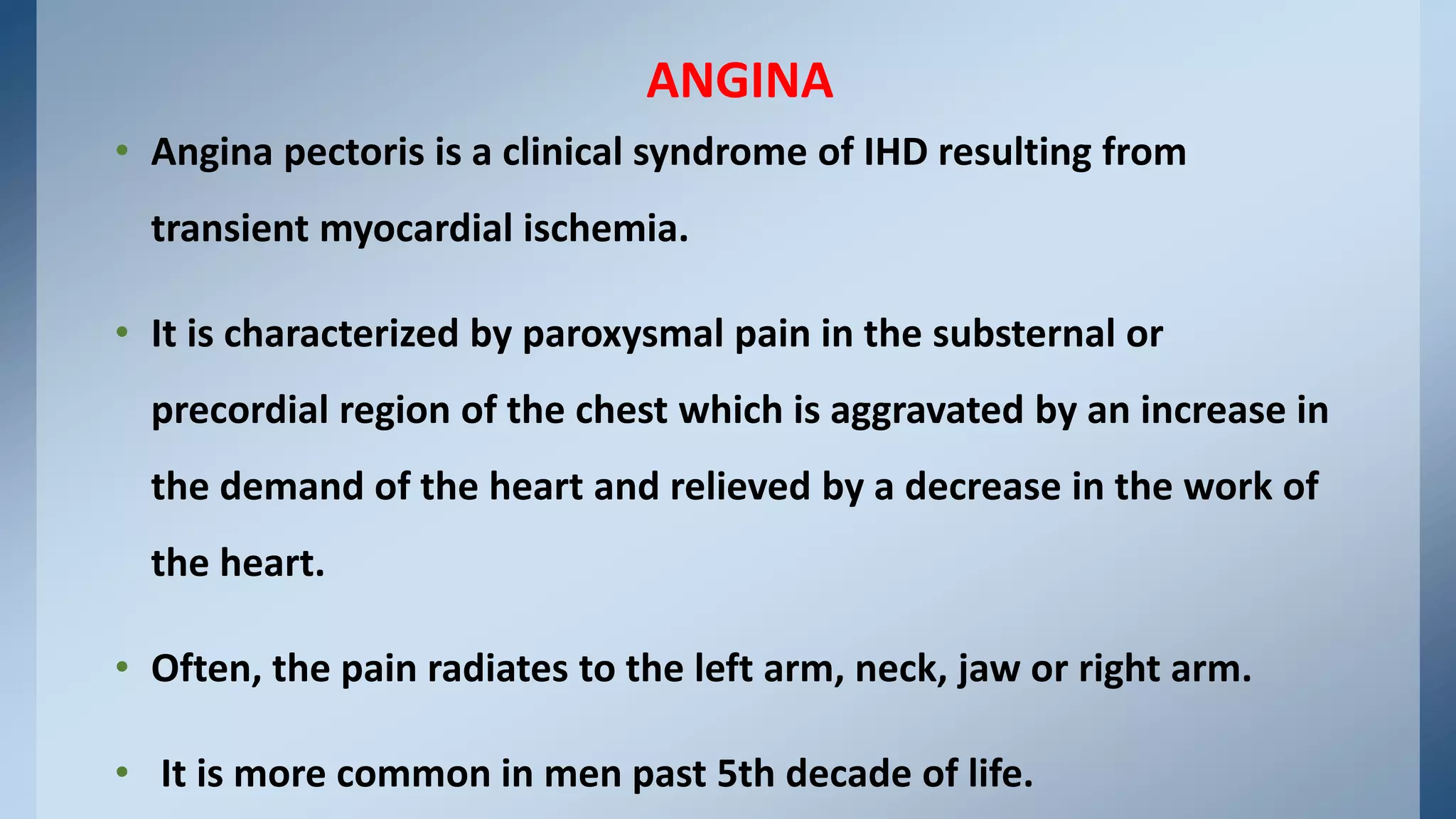 Angina | PPTX | Heart and Cardiovascular Diseases | Diseases and Conditions