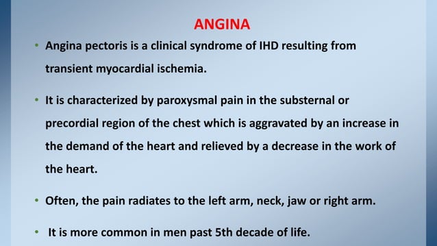 Angina | PPTX | Heart and Cardiovascular Diseases | Diseases and Conditions