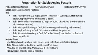 Prescribing for Angina Pectoris: A Guide for MBBS Students | PPT