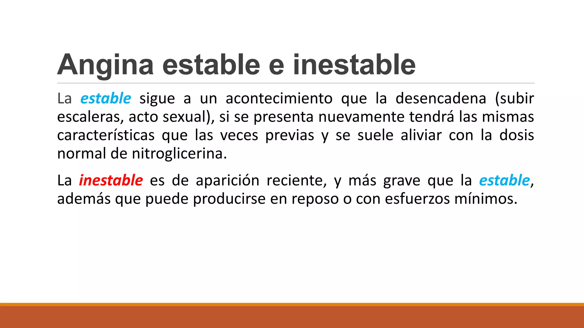 Cardiopatía isquémica: Angina estable e inestable | PDF