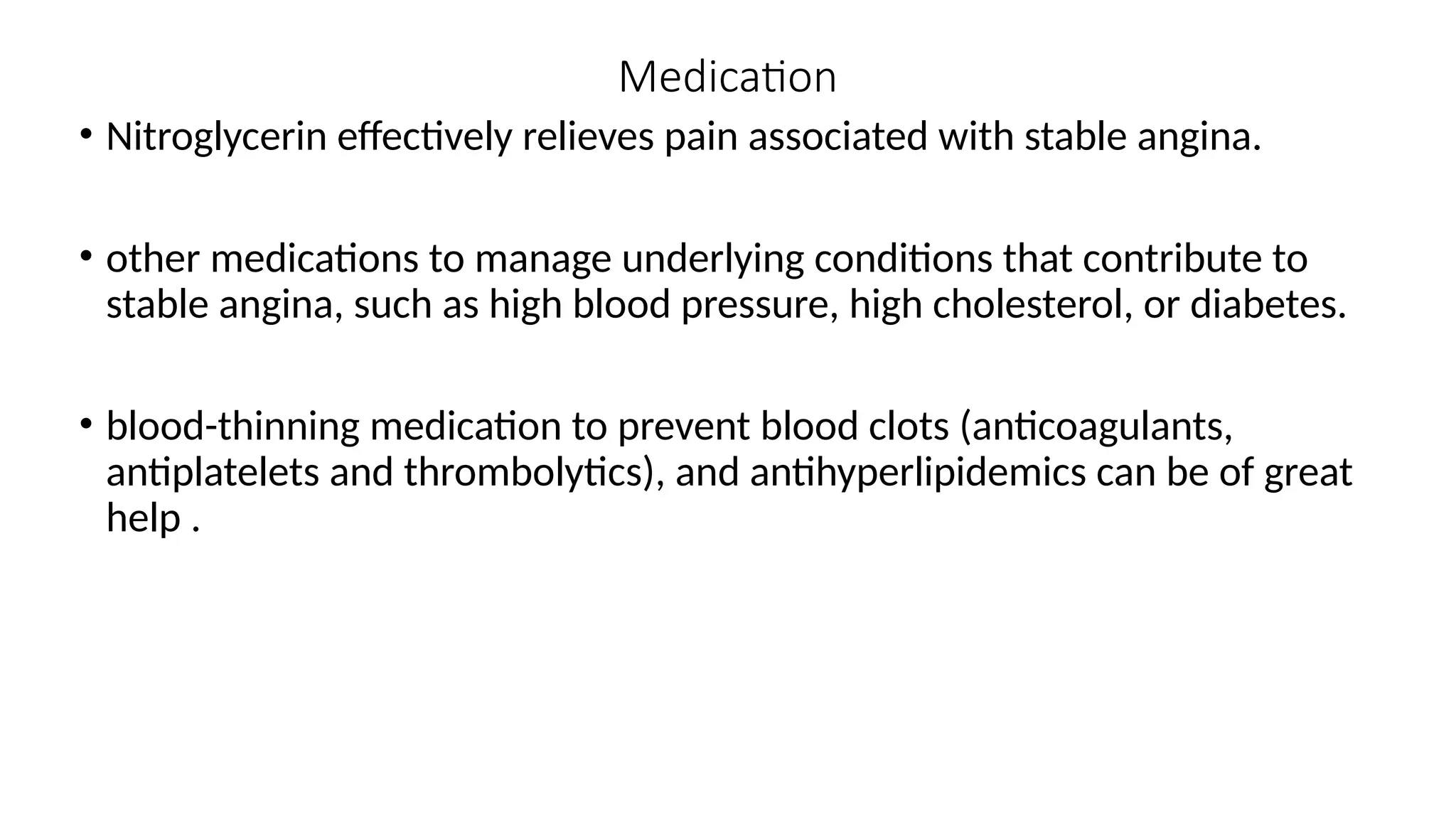 Angina main and its pharmacotherapy, mechanism of action. | PPT
