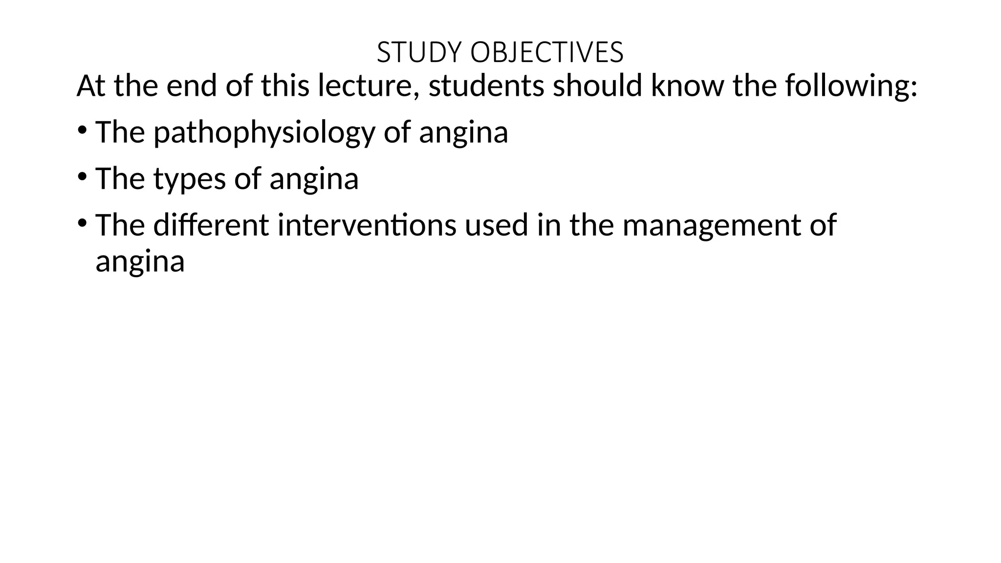 Angina main and its pharmacotherapy, mechanism of action. | PPT