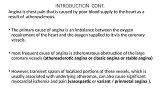 Angina main and its pharmacotherapy, mechanism of action. | PPTX