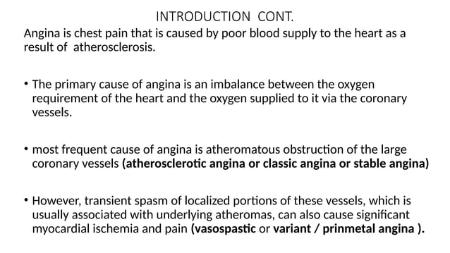 Angina main and its pharmacotherapy, mechanism of action. | PPT