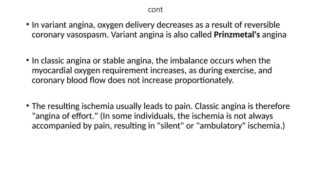 Angina main and its pharmacotherapy, mechanism of action. | PPT