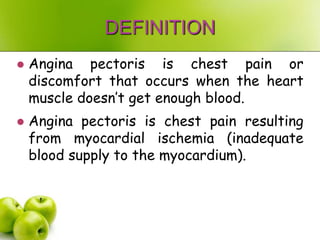 Angina pectoris | PPSX | Heart and Cardiovascular Diseases | Diseases ...