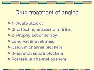 ANGINA PECTORIS ,METABOLISM ,CLASFICATION OF ANGINA, MECHANISM OF ...