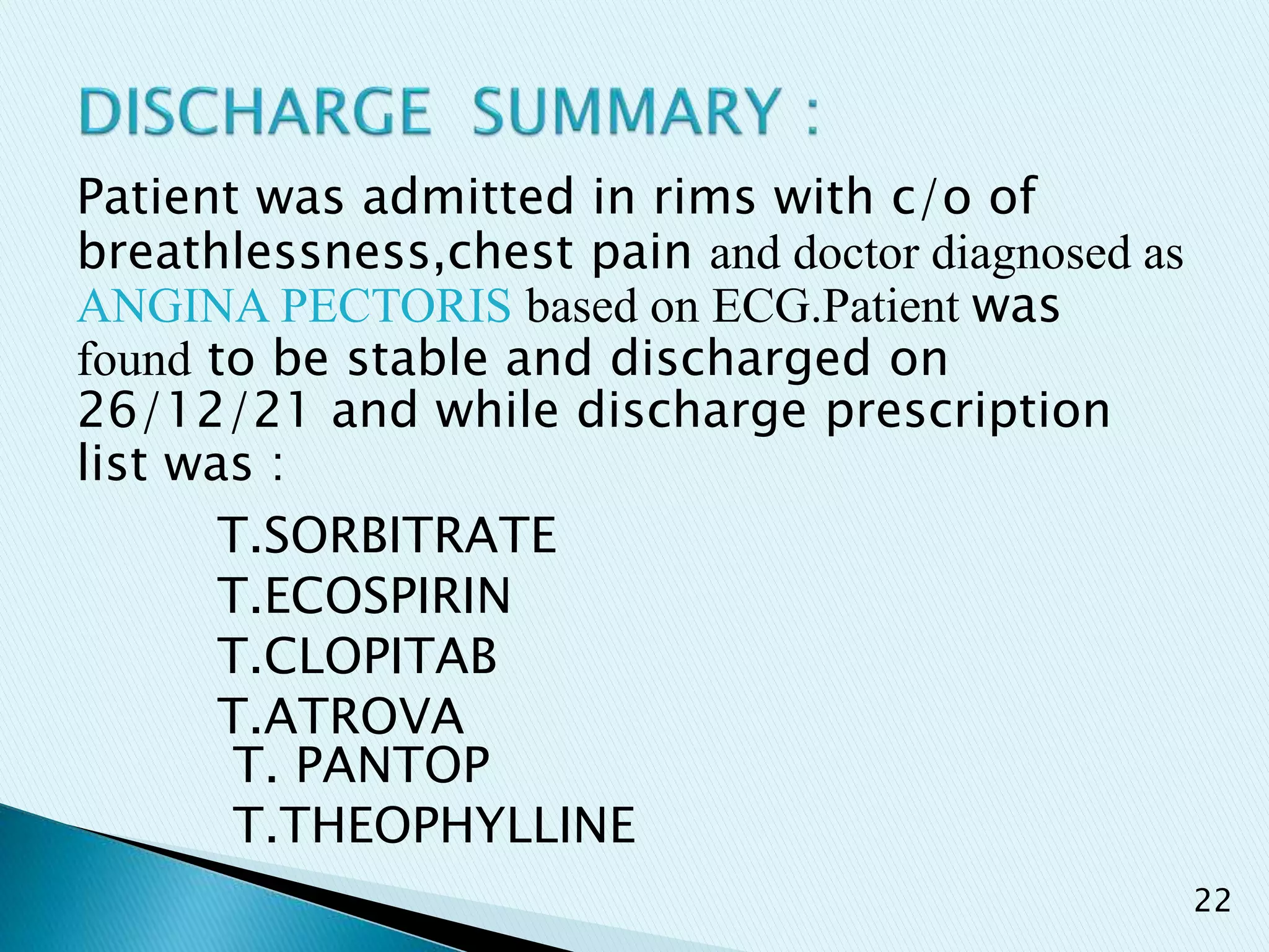 A Case Presentation on Angina pectoris | PPTX | Heart and ...