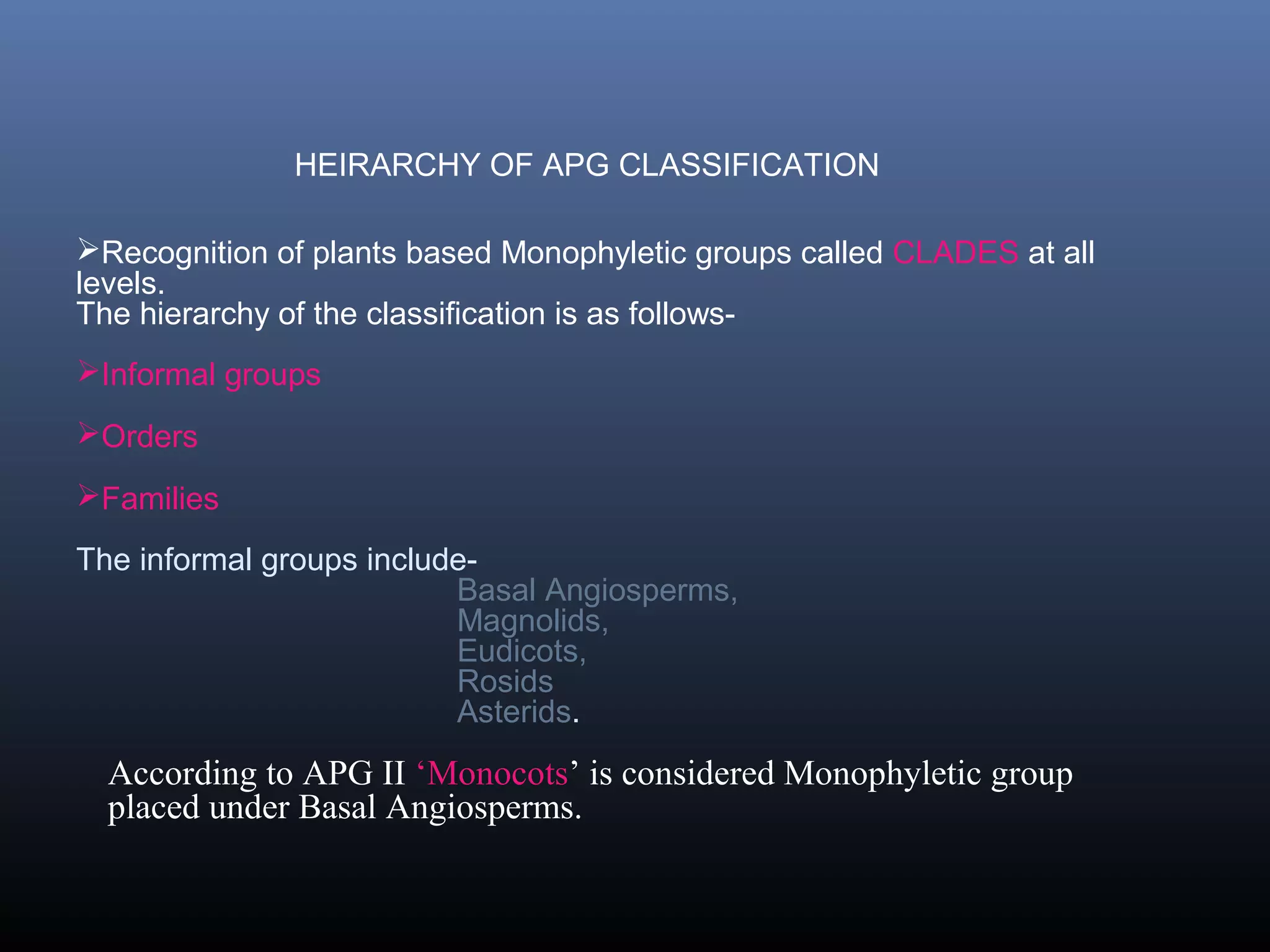 Angiosperm phlogeny group taxonomy classification | PPT