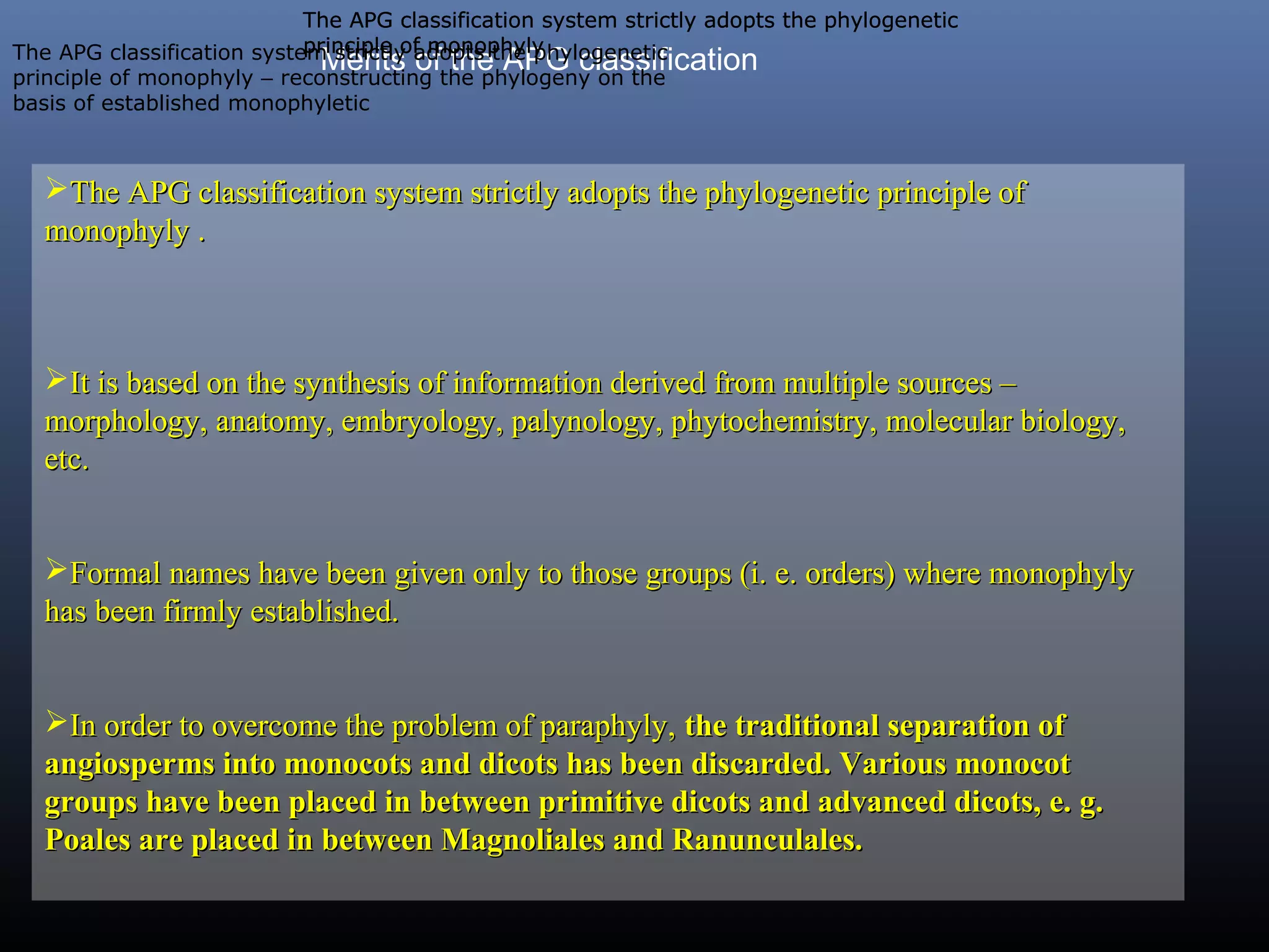 Angiosperm phlogeny group taxonomy classification | PPT