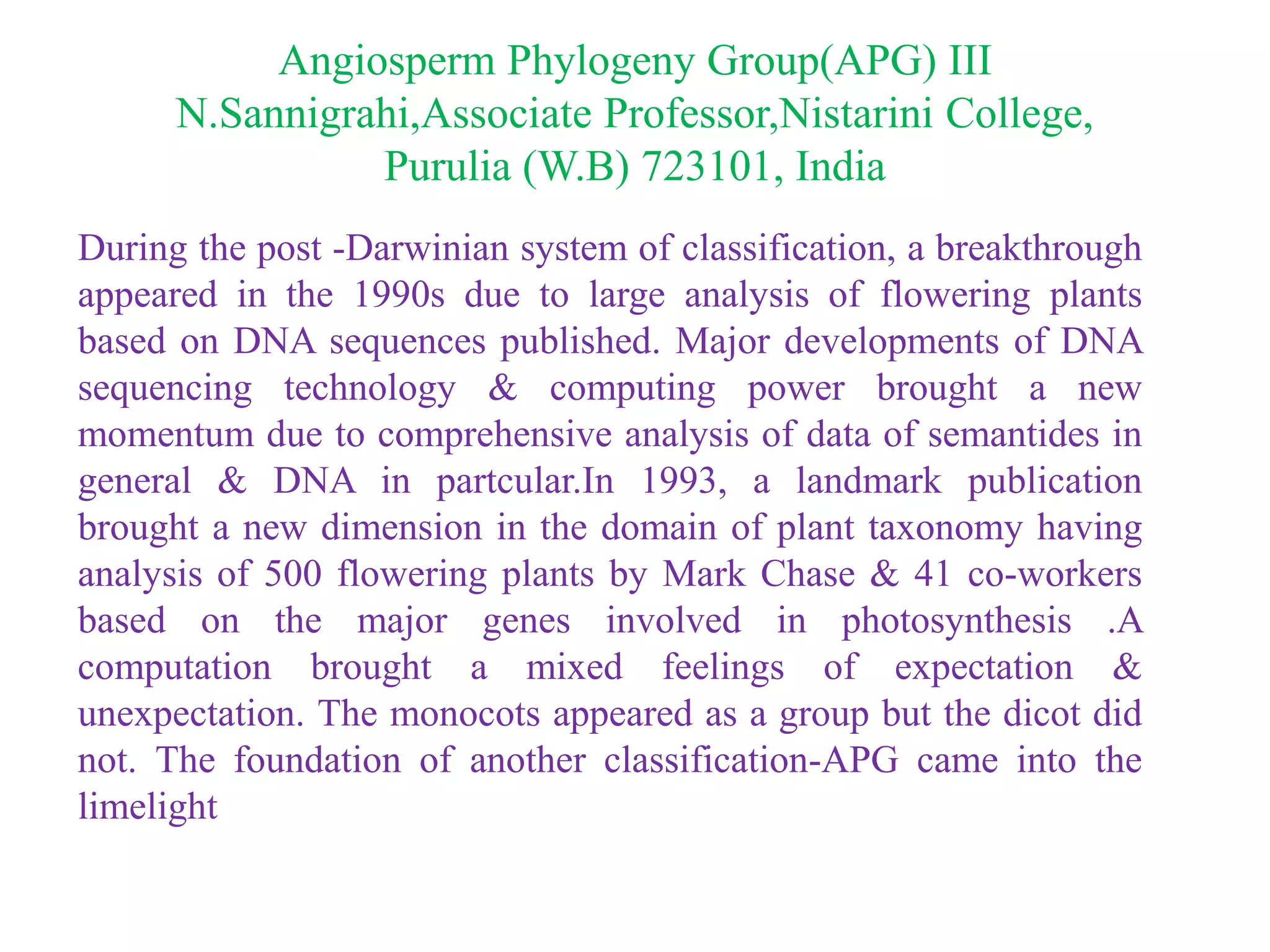 Angiosperm phylogenic group(apg) iii | PDF | Biological Sciences | Science