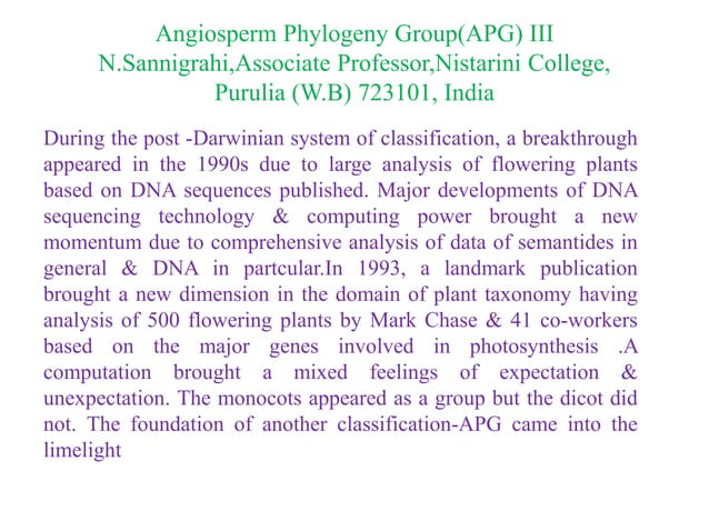 Angiosperm phylogenic group(apg) iii | PDF | Biological Sciences | Science