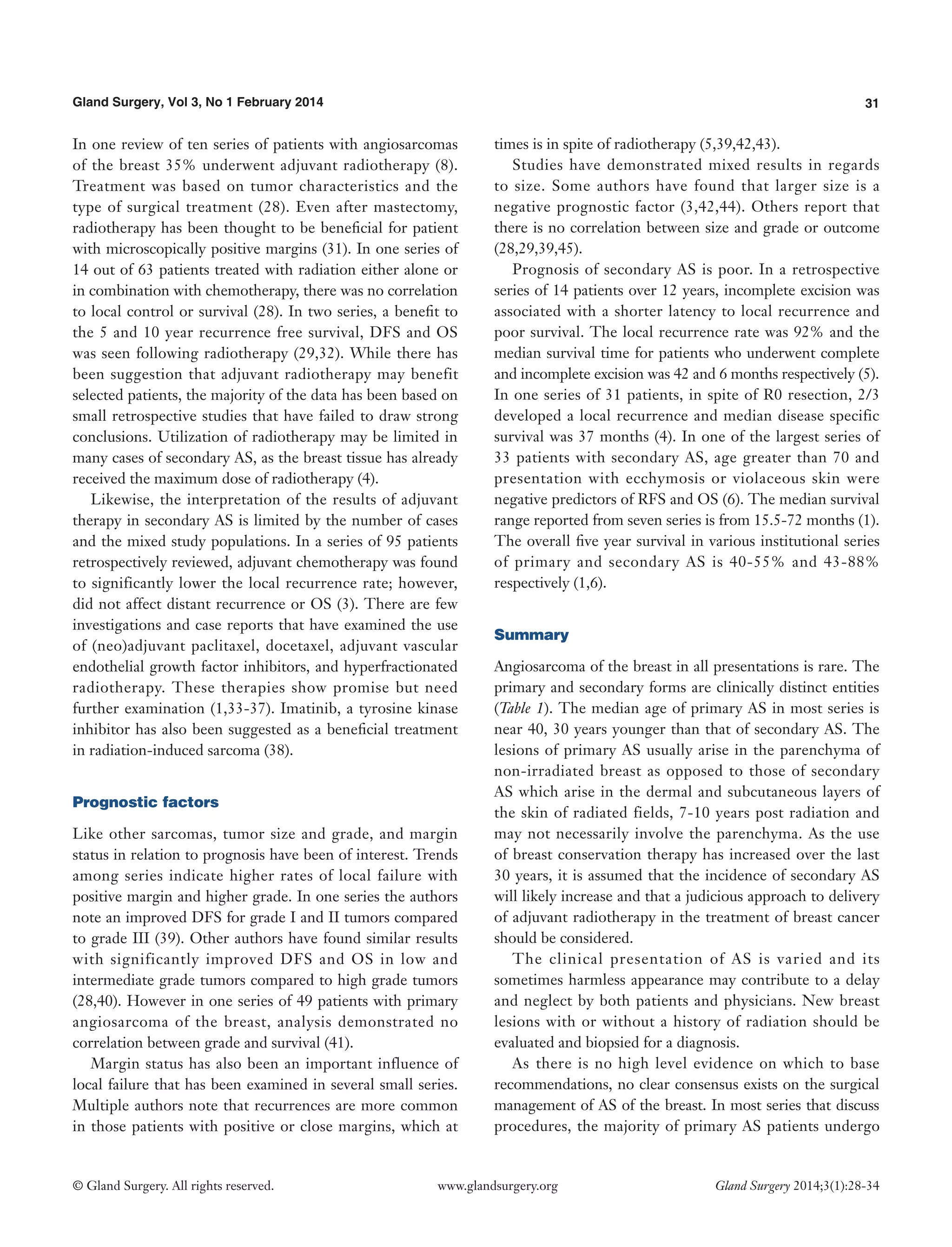 Angiosarcoma Review | PDF