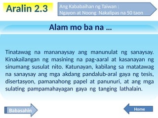 Ang Kababaihan ng Taiwan Filipino 9 ikalawang markahan | PPTX