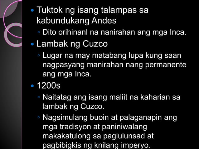 Ang kabihasnang inca sa timog america | PPTX