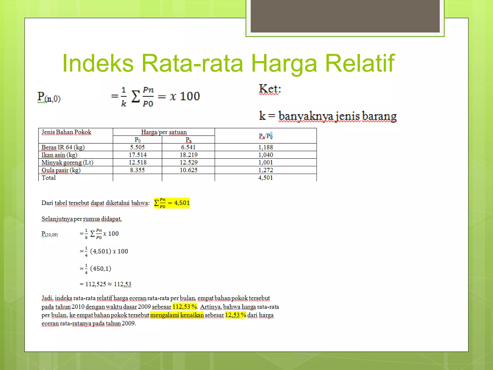 Statistik Angka Indeks | PPTX