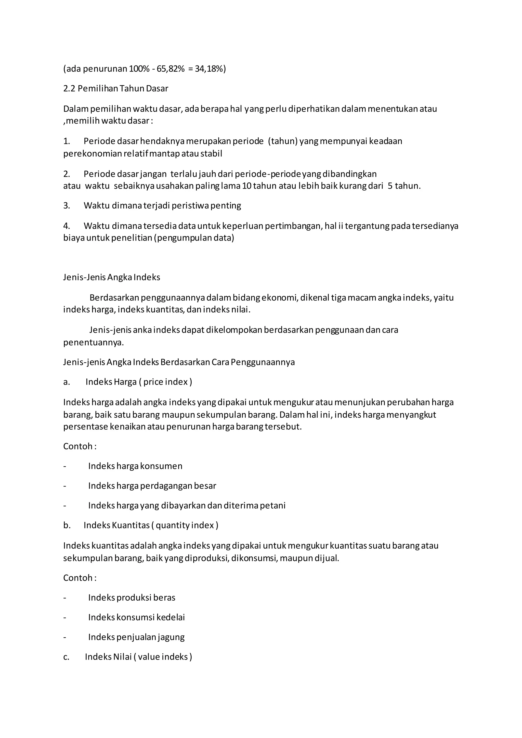 Makalah Angka Indeks Tertimbang & Tak Tertimbang | DOCX