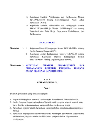 Angka pengenal impor | PDF