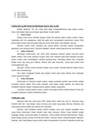 Angket gaya belajar | DOCX