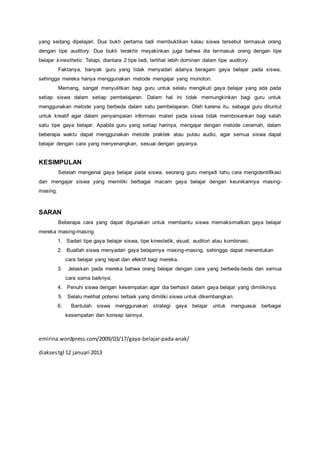 Angket gaya belajar | DOCX