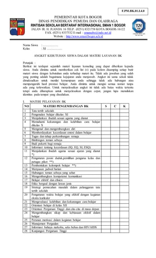 Angket kebutuhan siswa xi | DOC