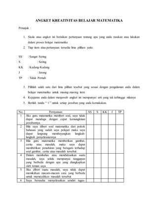 Angket kreativitas | DOCX