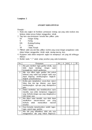 Angket kreativitas belajar | DOCX