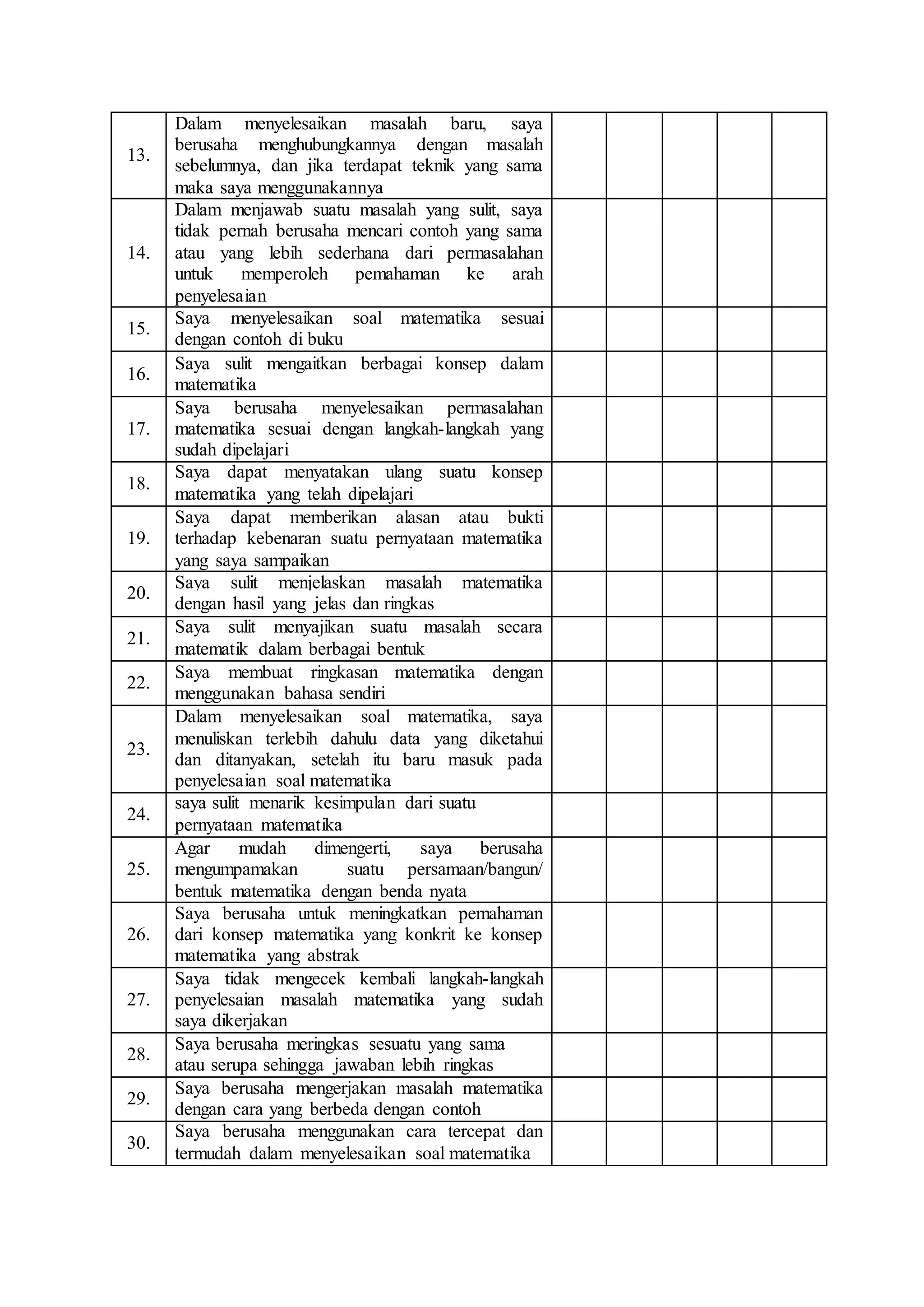Angket matematika lia | DOCX