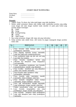 Angket matematika lia | DOCX